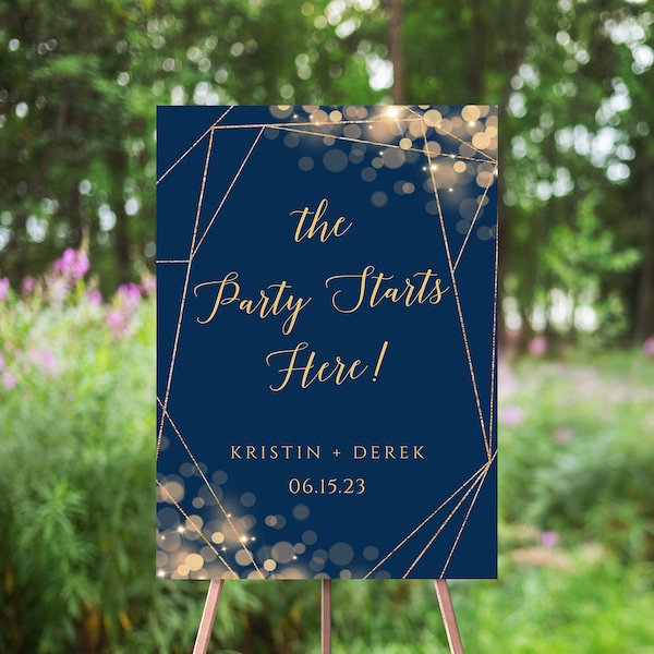Welcome Sign Rose Gold and Navy Blue Wedding - Etsy