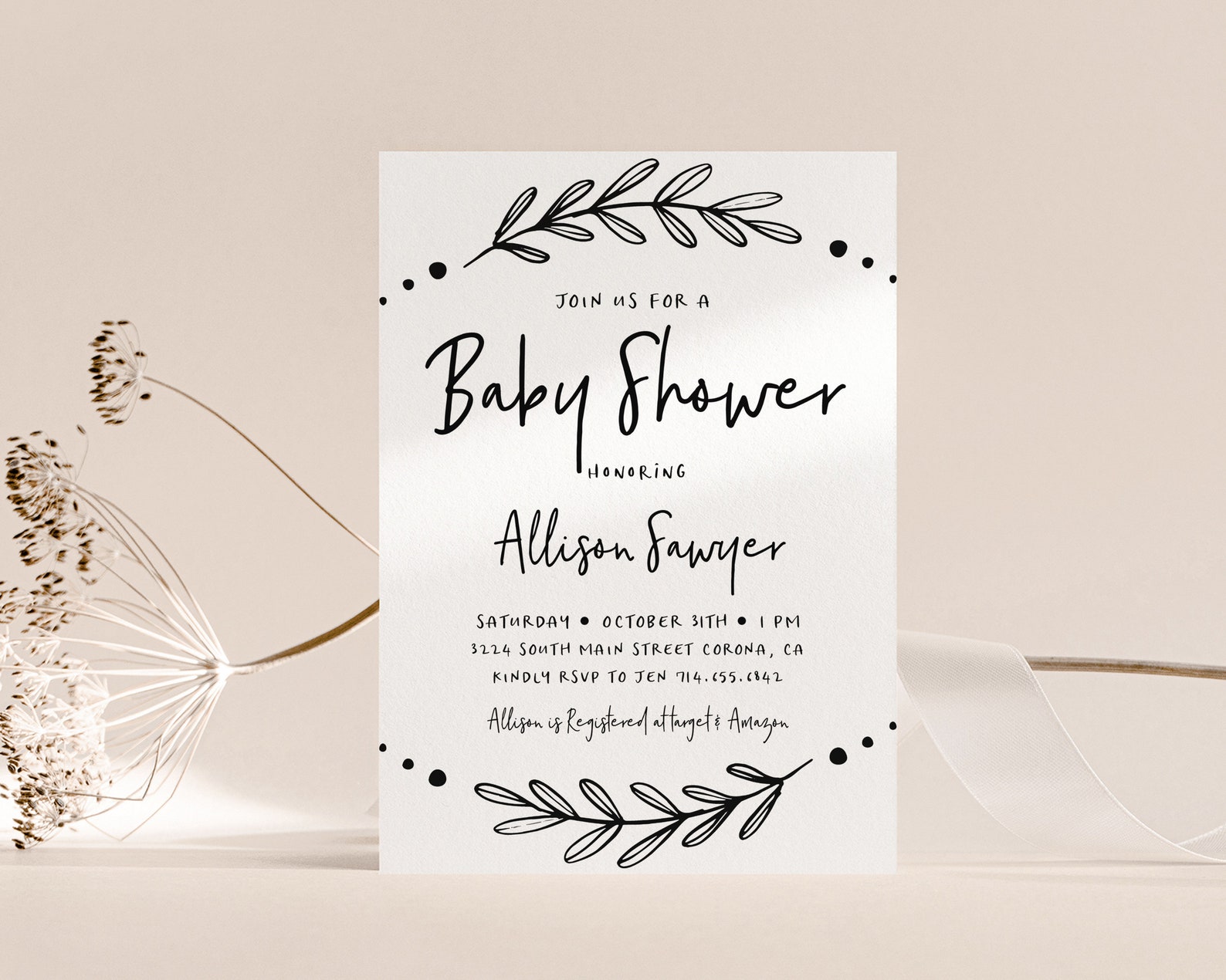Baby Shower Invitation Simple Baby Shower Invite Gender | Etsy
