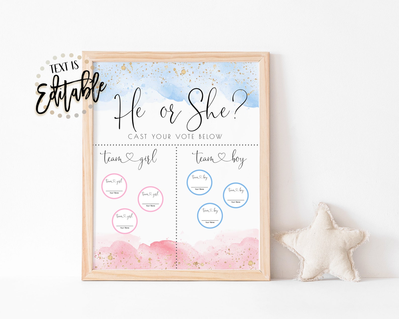 Gender Prediction Sign He or She Activity Pink and Blue - Etsy
