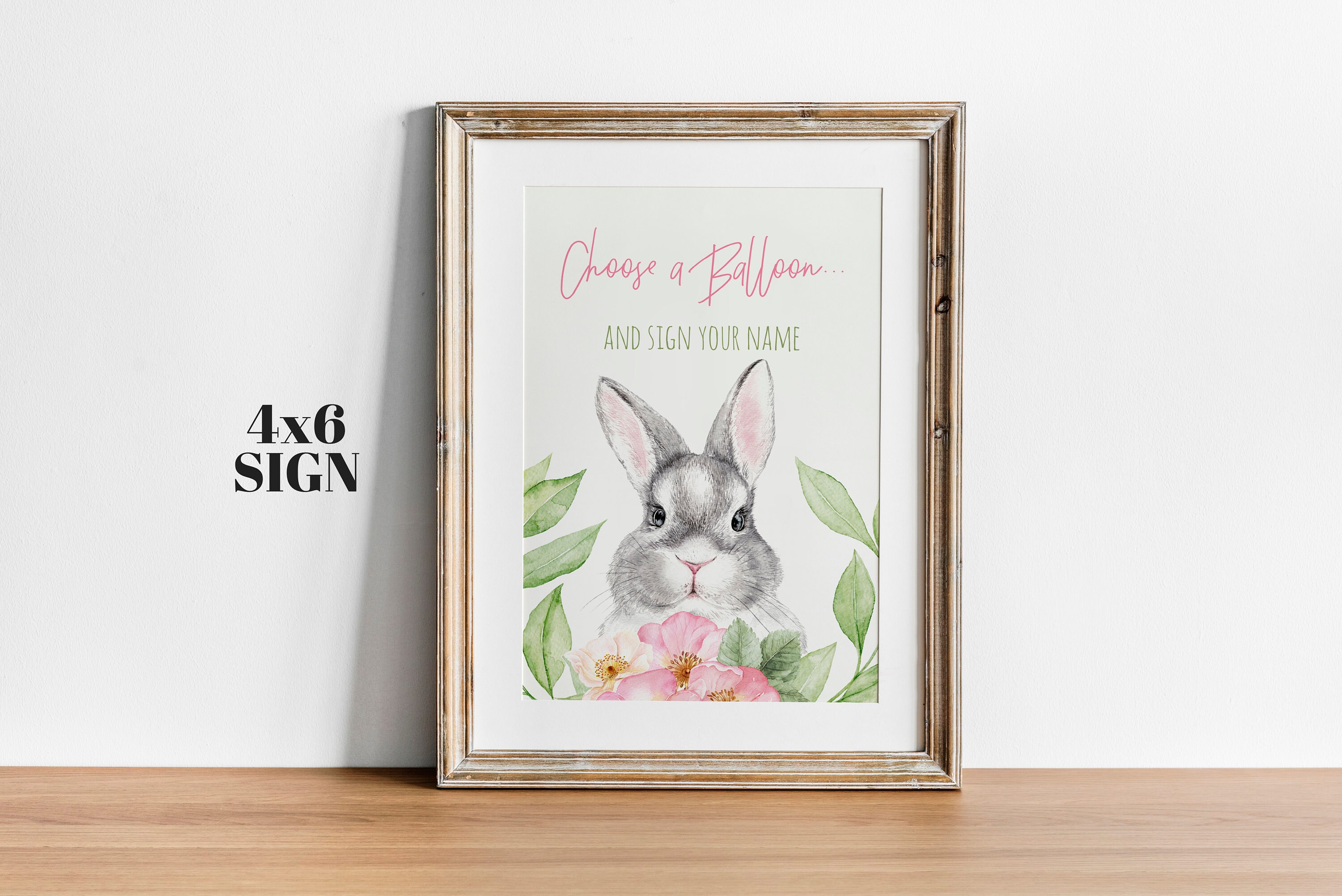 Bunny Rabbit Signature Guestbook Pink Balloon Guest Book | Etsy