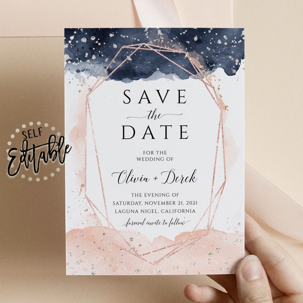 Navy Blush Gold - Etsy