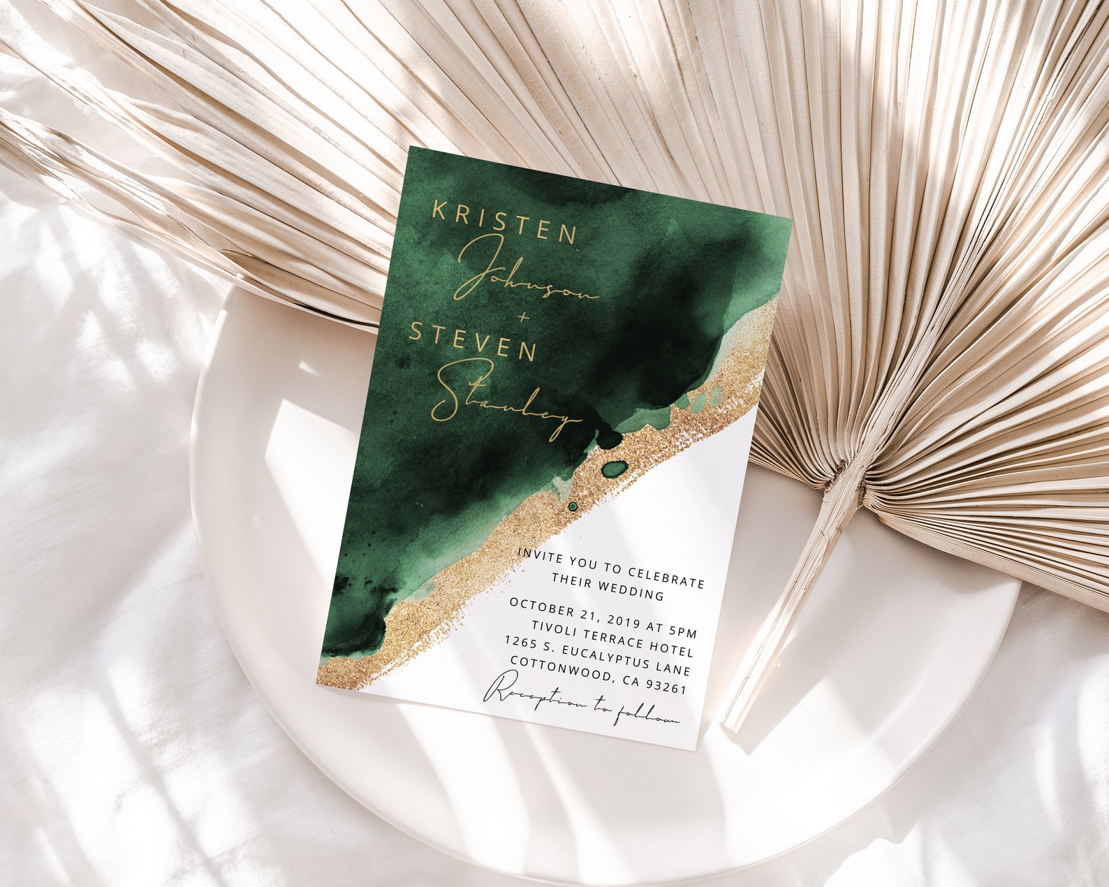 Emerald & Gold Wedding Invitation Set Emerald Green and Gold - Etsy