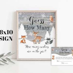 Winter Woodland Animals Guessing Game, Guess How Many Candies Activity ...