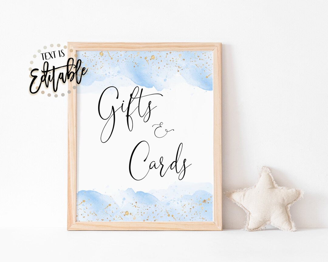 Blaues Aquarell Geschenke & Karten Schild, Junge Baby Shower Dekor ...