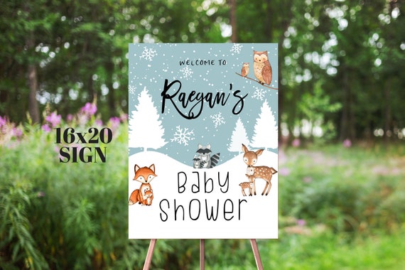 Winter Woodland Animals Welcome Sign Forest Animals Baby | Etsy