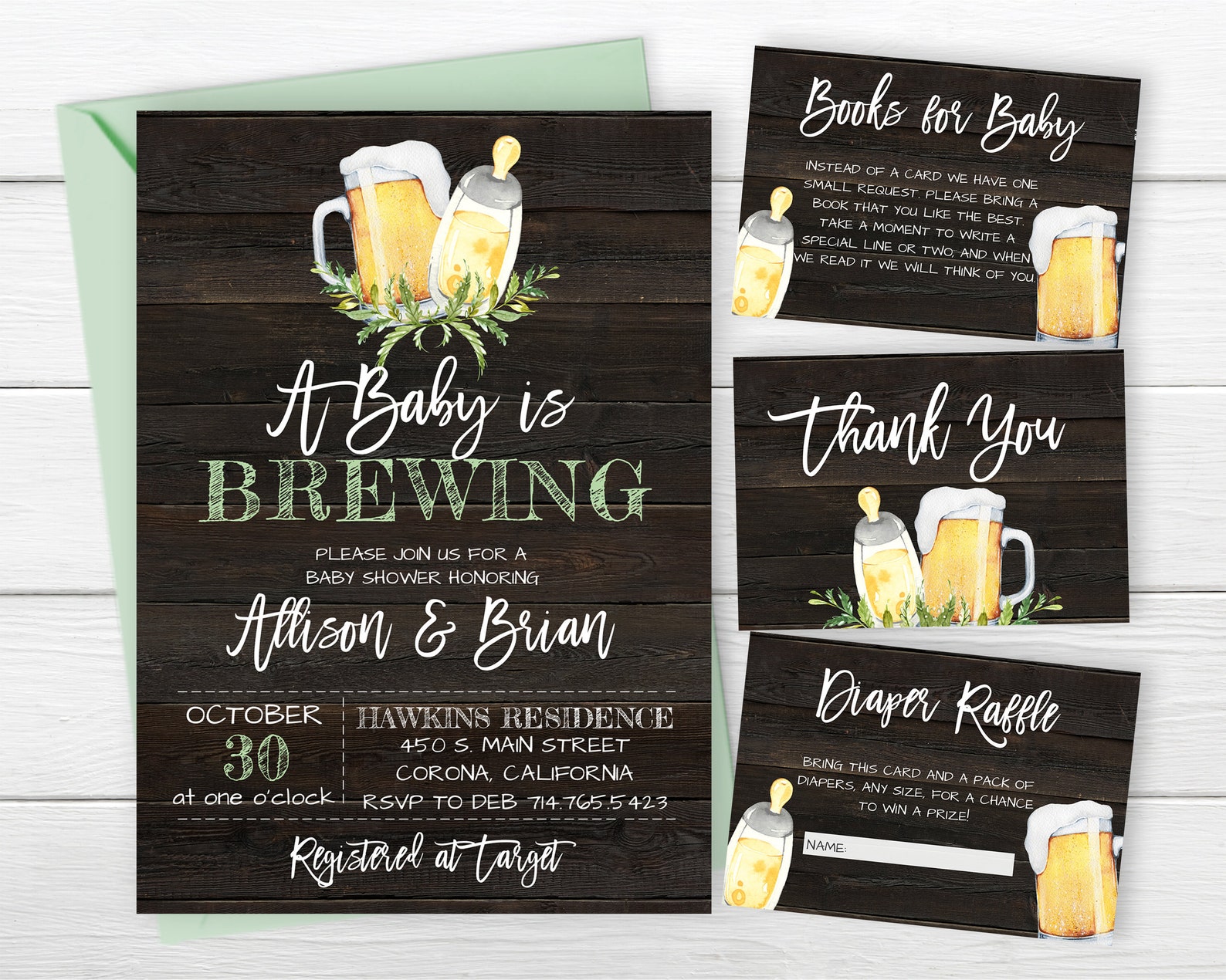 A Baby is Brewing Baby Shower Invitation, Beer Baby Shower Invite, Coed ...