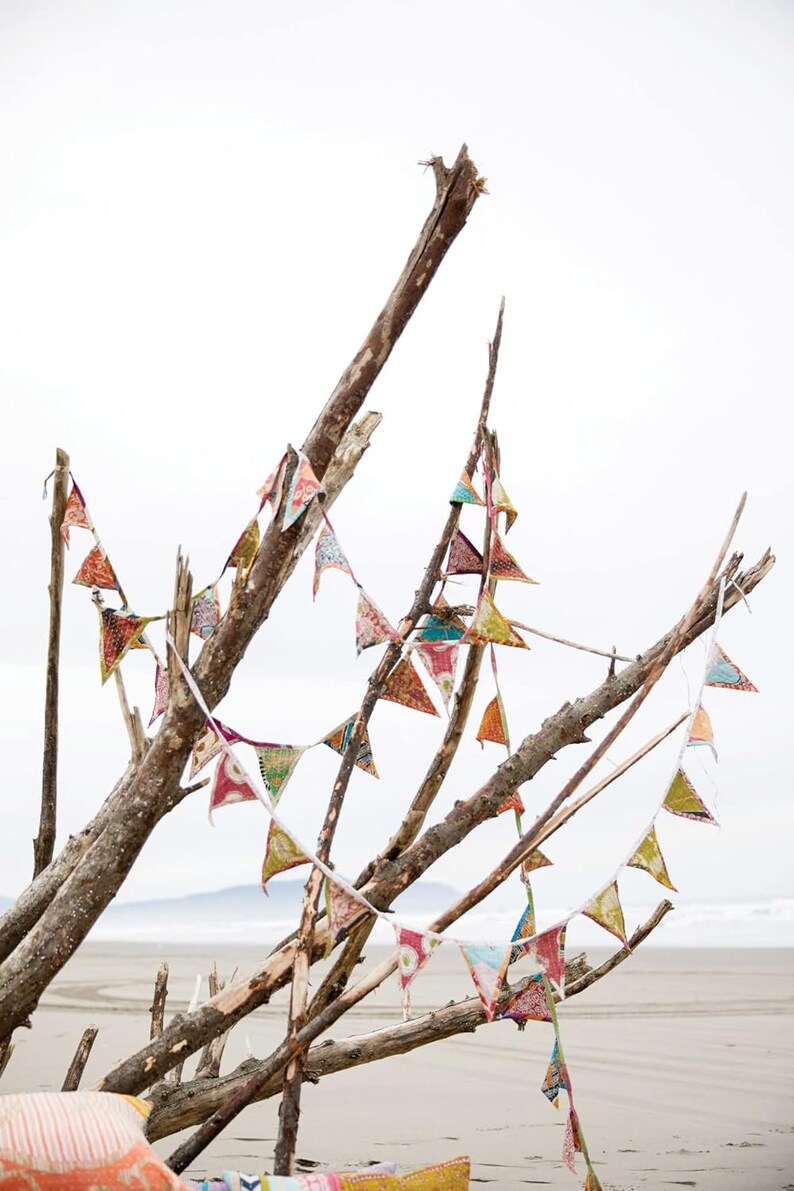 Multicolor Pennant Flags, Vintage Kantha Flags, Christmas Decorative ...