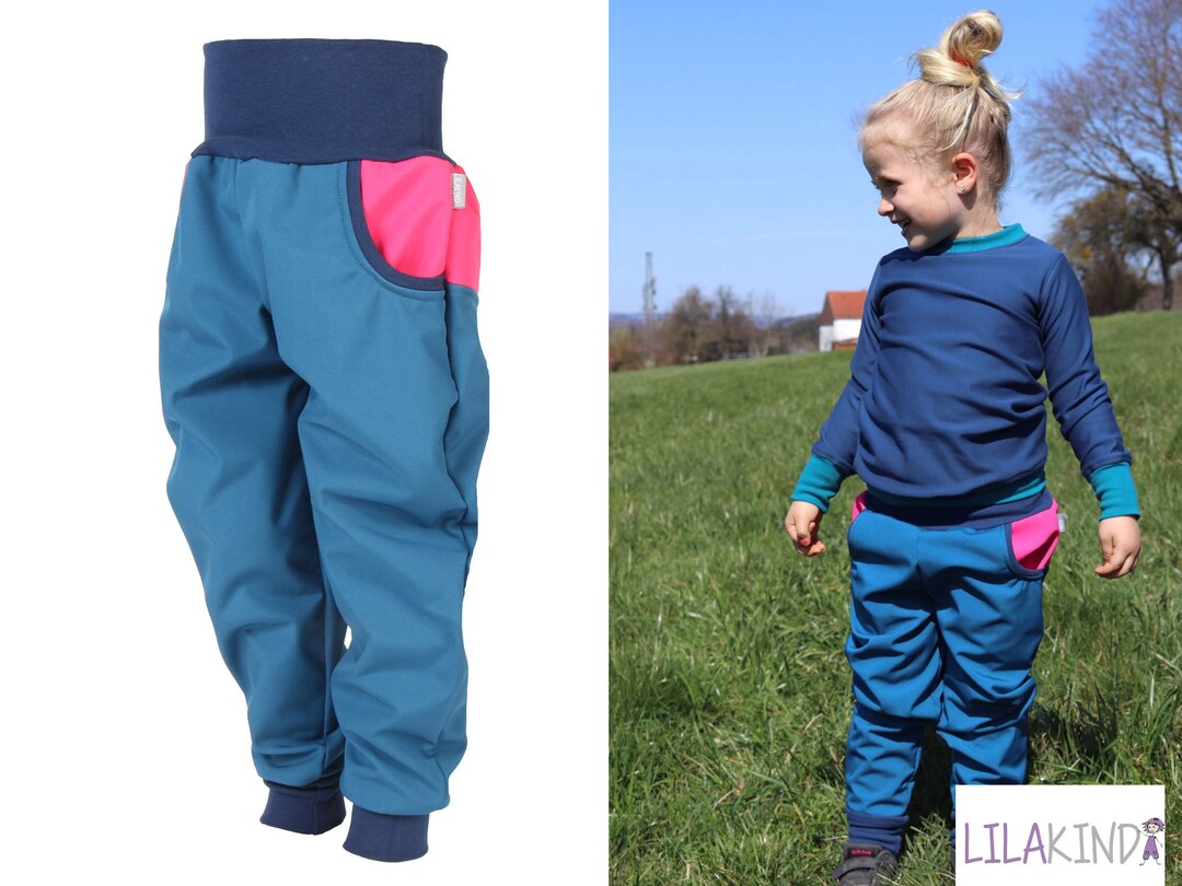 Lilakind Kinder Baby Softshell Hose Matschhose Petrol Fuchsia Gr. 68 ...