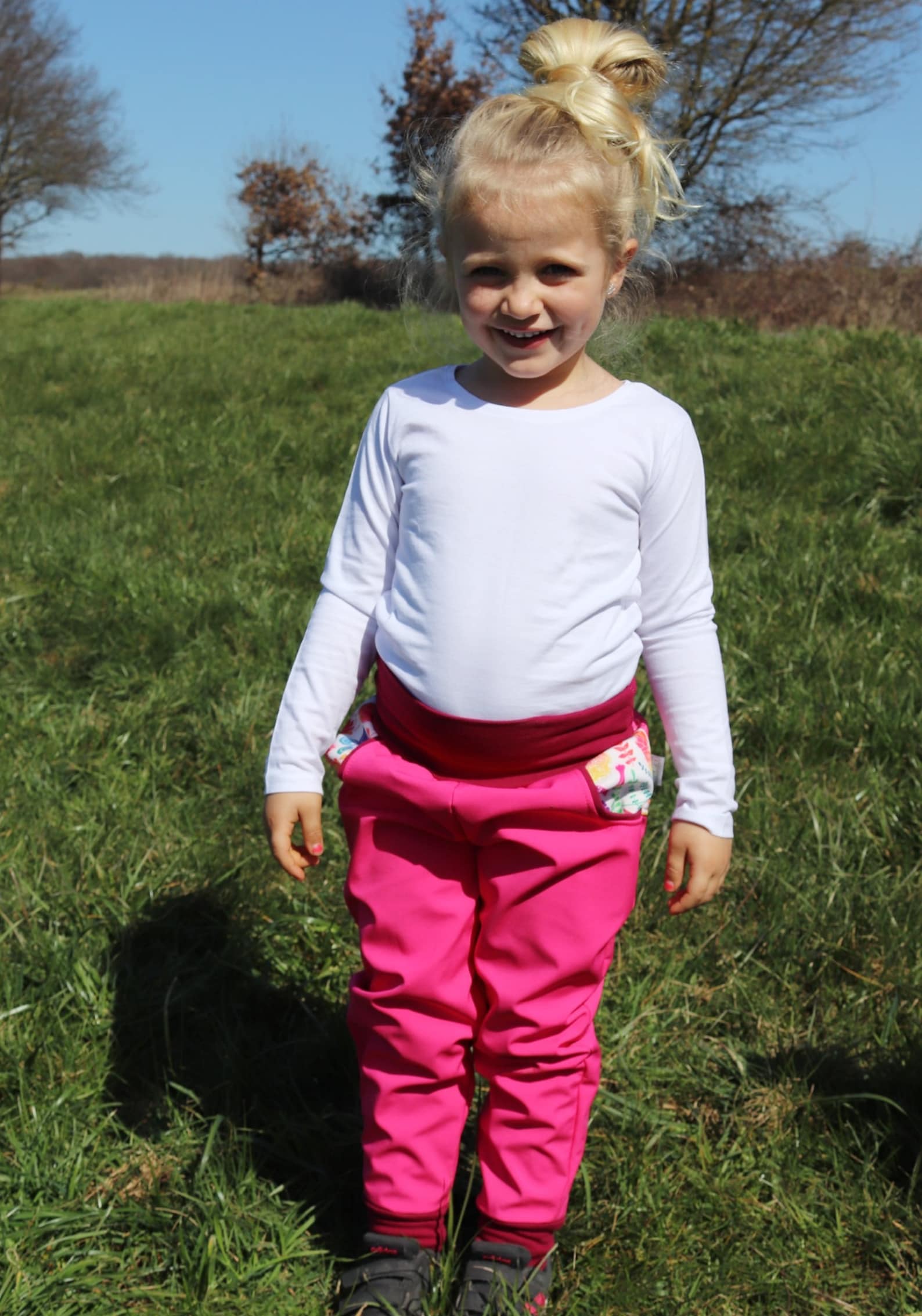 Lilakind Kinder Baby Softshell Hose Pink Blumen - Etsy.de