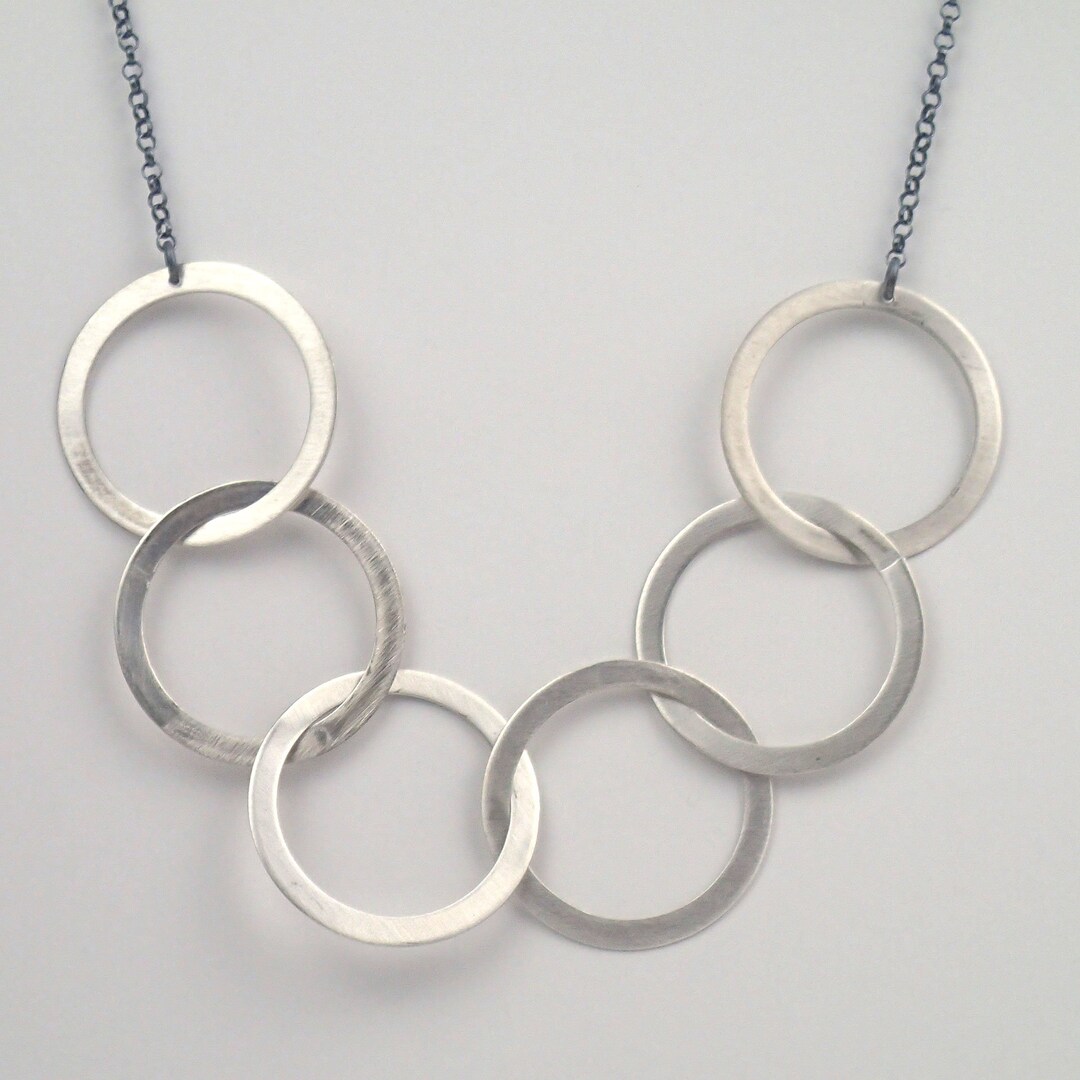 Silver Six Rings Necklace - Etsy