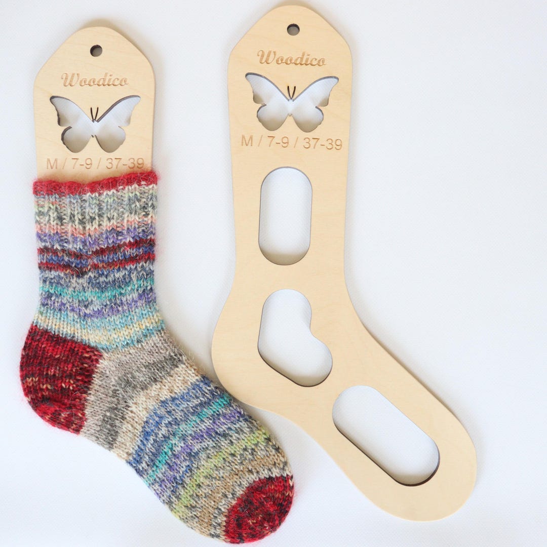 Wooden Sock Blockers pair Butterfly Knitting Accessories, Gift for ...