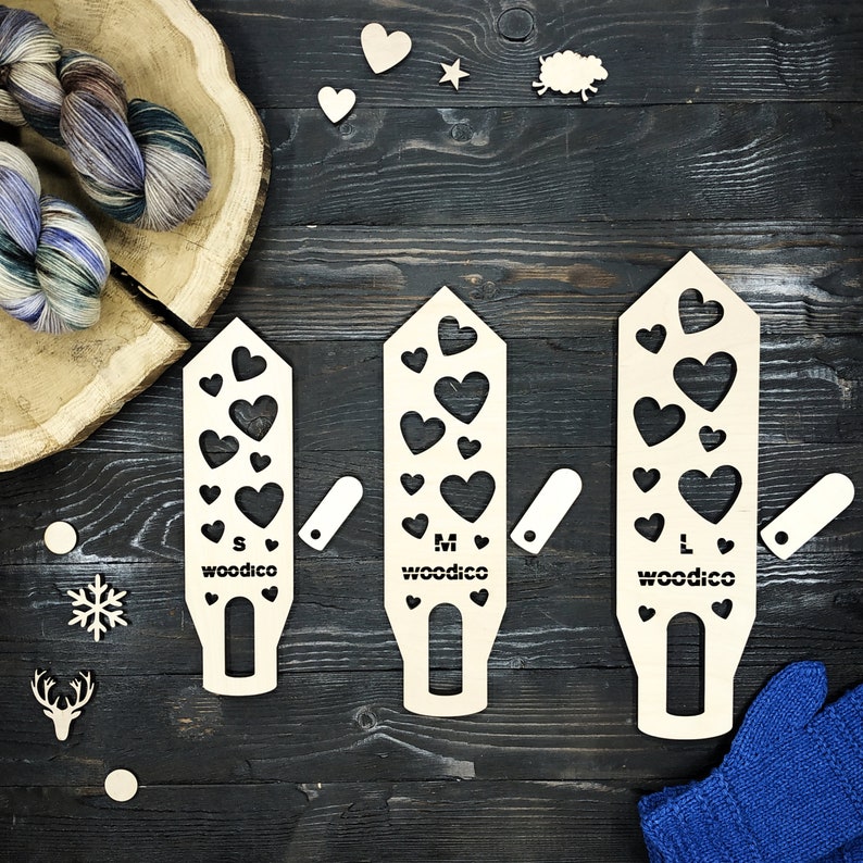 Wooden Mitten Blockers pair Nordic Hearts Knitting Tool - Etsy