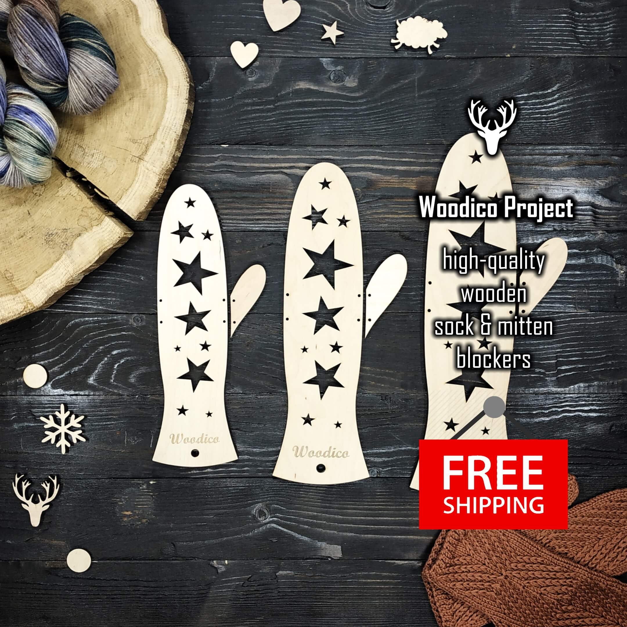 Wooden Mitten Blockers pair Stars Knitting Gift Idea | Etsy