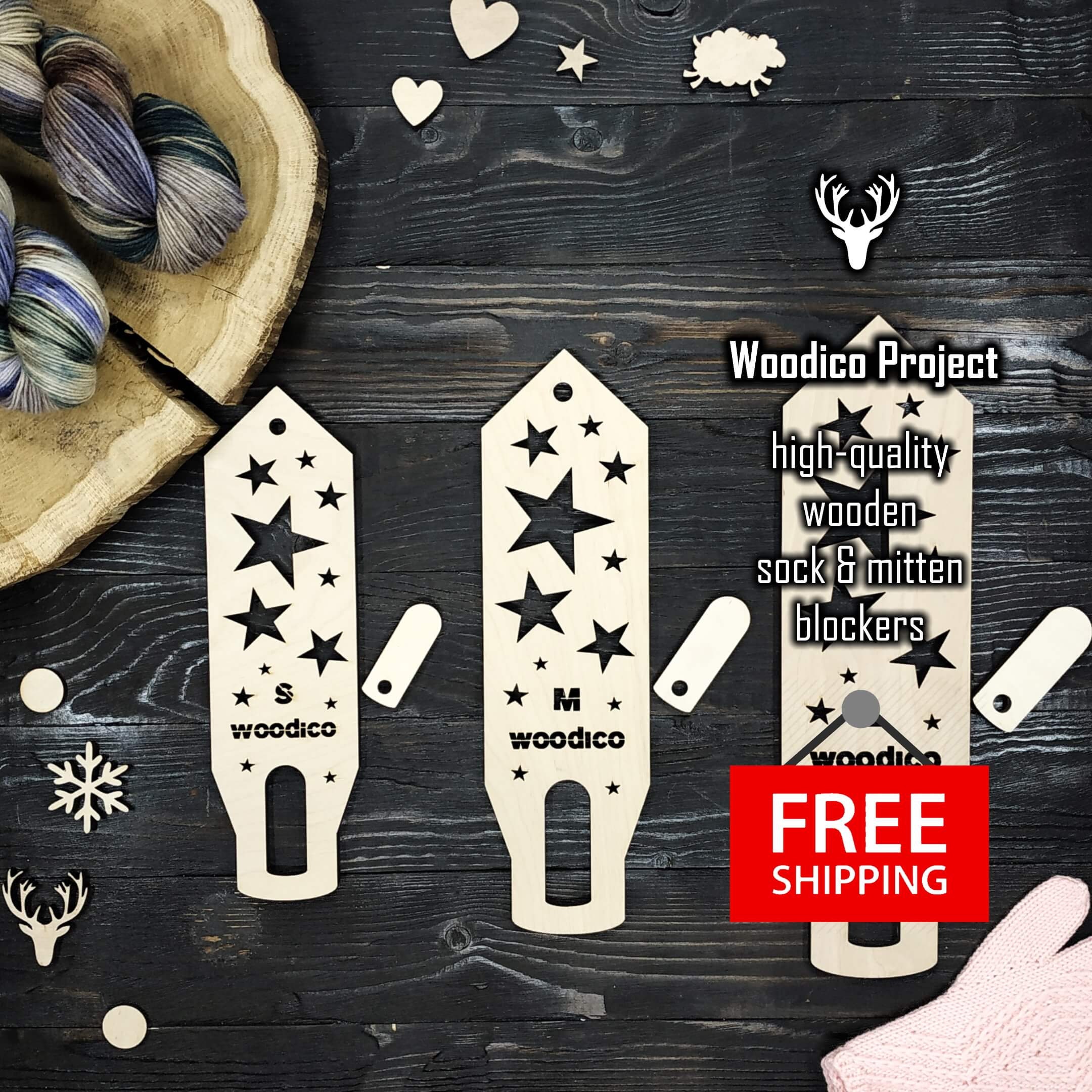 Wooden Mitten Blockers pair Nordic Stars Knitting Tool - Etsy