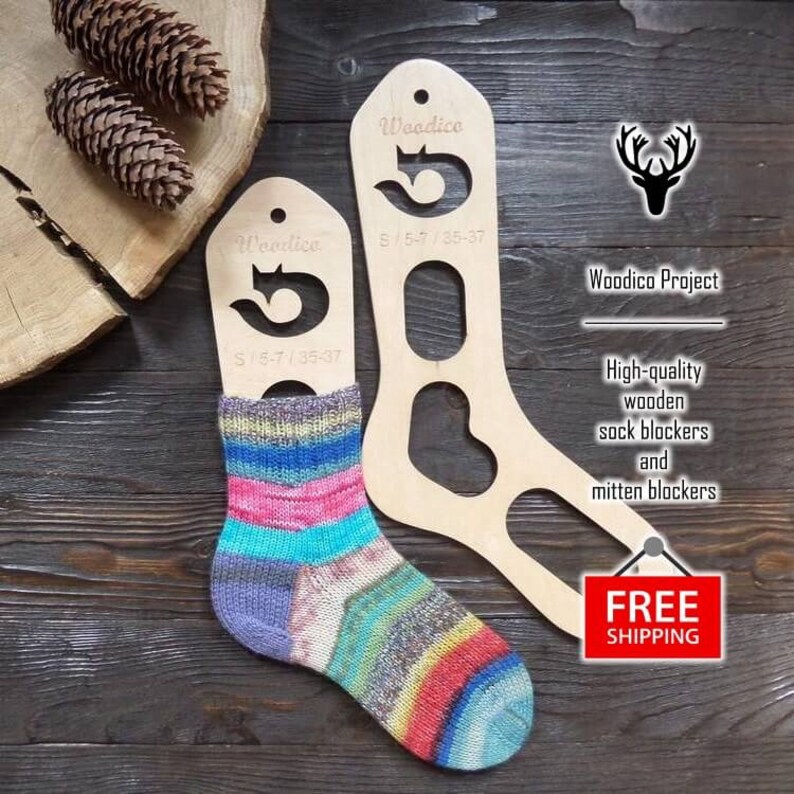 Wooden sock blockers pair Fox knitting gift idea knitting | Etsy