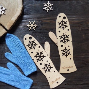 Wooden Mitten Blockers pair Snowflakes Knitting Gift Idea, Knitting ...