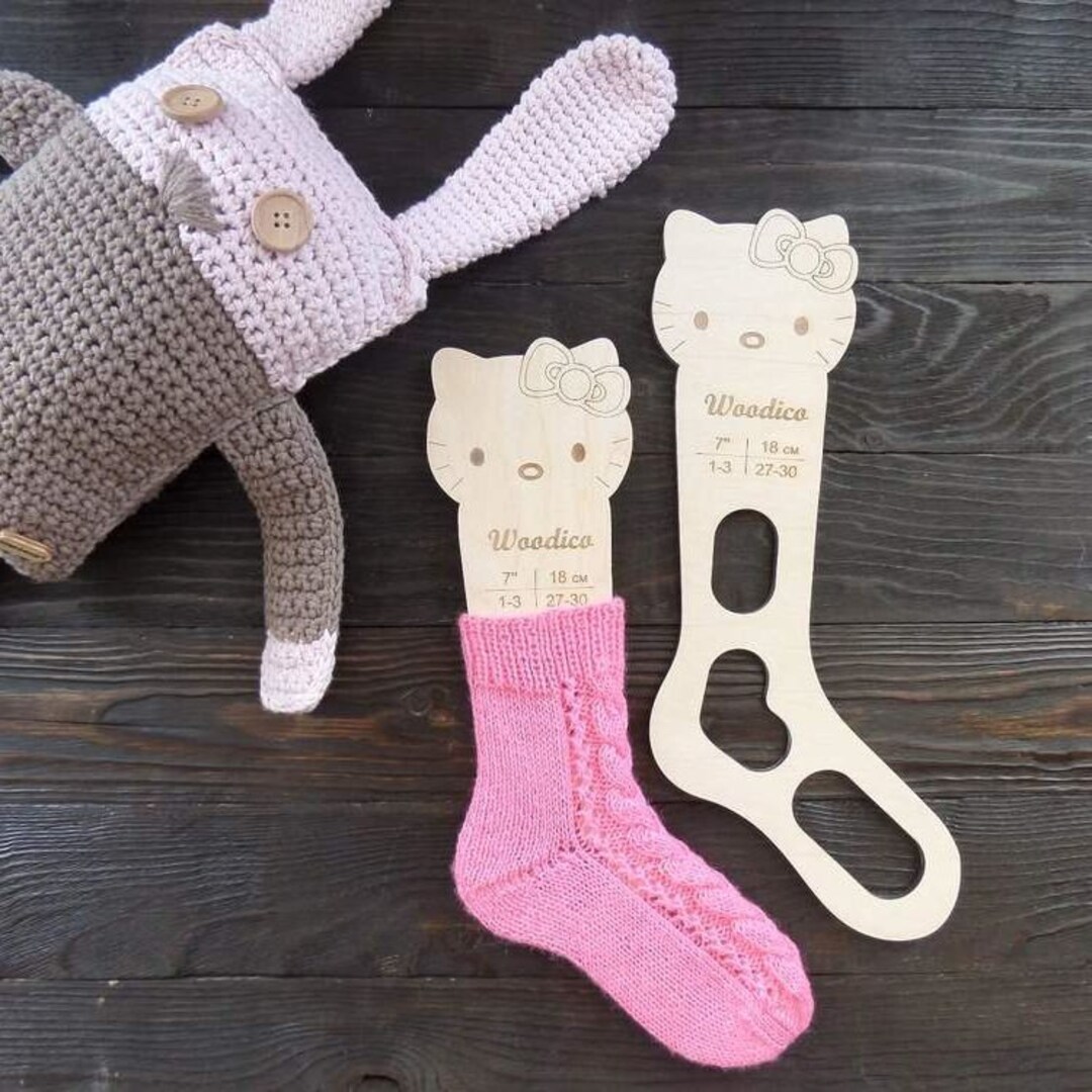 Wooden Baby Sock Blockers pair Kitty Knitting Accessories, Gift for ...