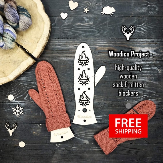 Wooden Mitten Blockers pair Hot&cold Knitting Gift Idea | Etsy