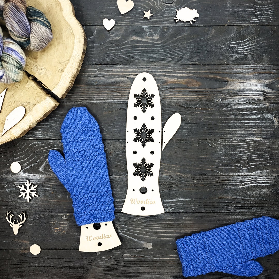 Wooden Mitten Blockers pair Iceflakes Knitting Gift Idea, Knitting Tool ...