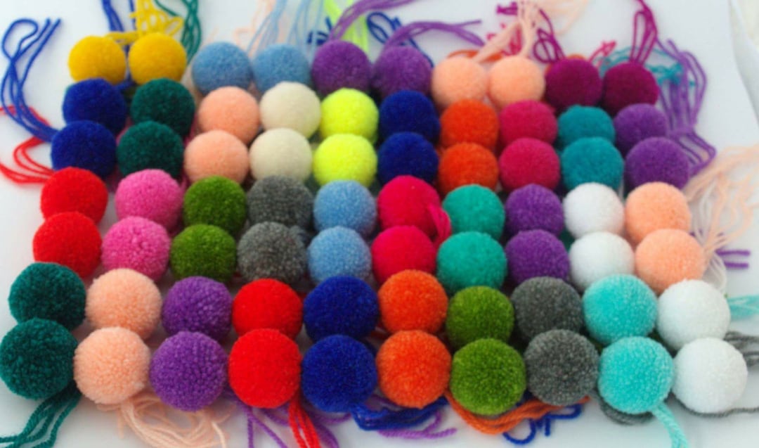 Pompons Set of 100 Pieces Mix Colors Pompoms Pompom Pompons Pompon - Etsy