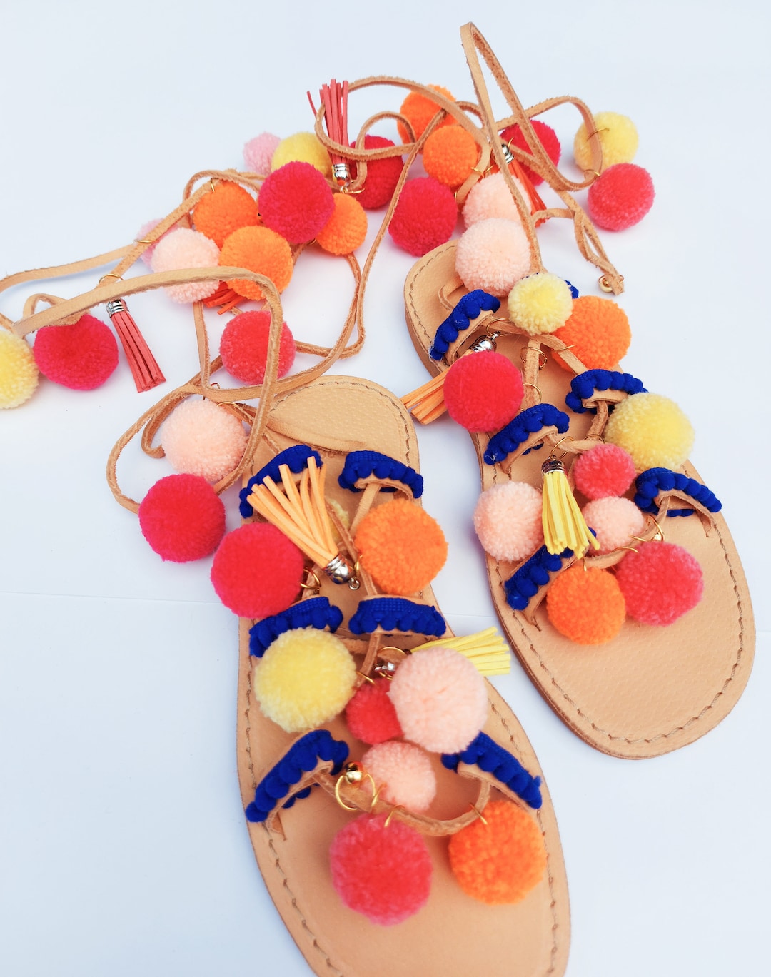 Schuhe, Stiefel, Pompons, Sandale, Sandalen, Boho, Gladiator ...