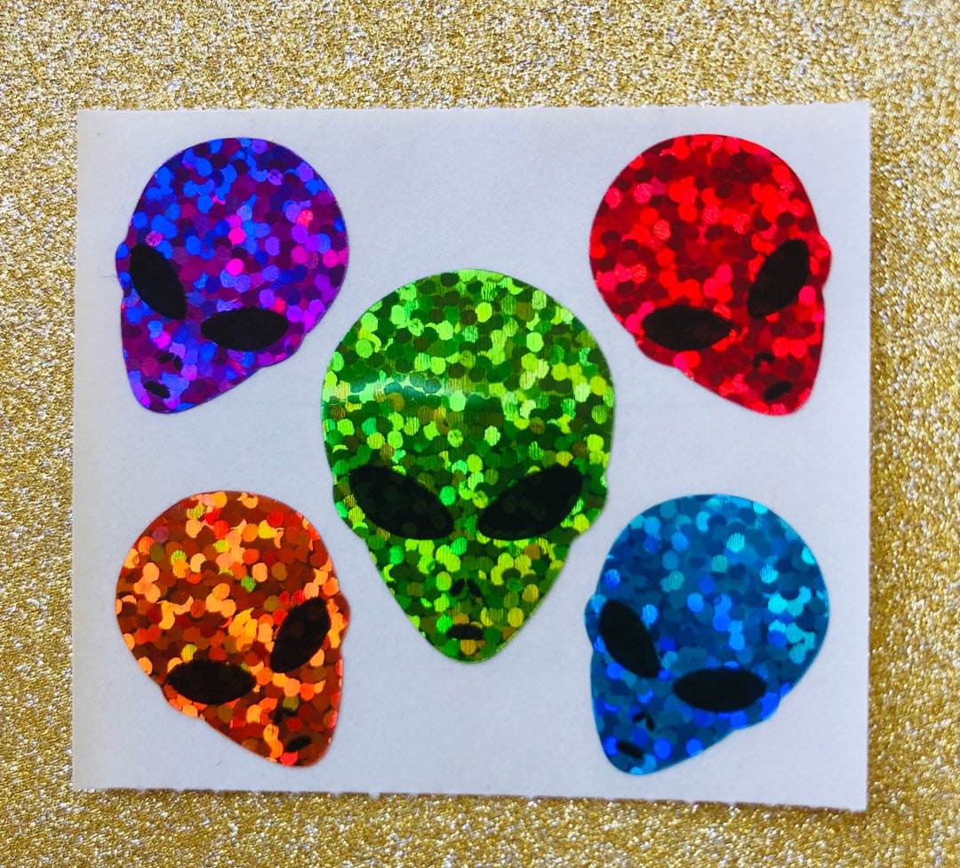 Vintage Glitter Prism Aliens Stickers - 80's Hambly Sparkly Encounters ...