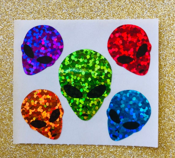 Vintage Glitter Prism Aliens Stickers 80's Hambly - Etsy