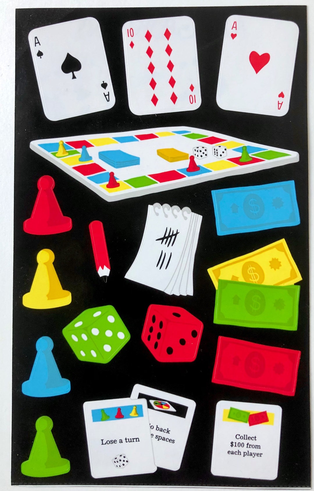 Winning Games Sticker Sheet - Rare Mrs Grossman’s Playing Cards / Dice ...