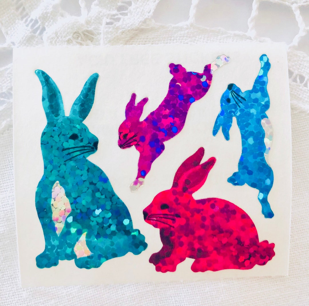 Rare Hambly Glitter Bunny Rabbit Vintage Sticker Mod - Rare 80's ...