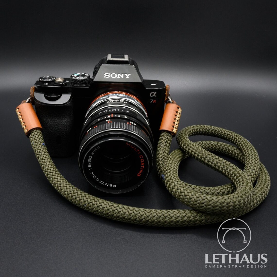 Model May // Rope & Leather Camera Strap olive Green / - Etsy