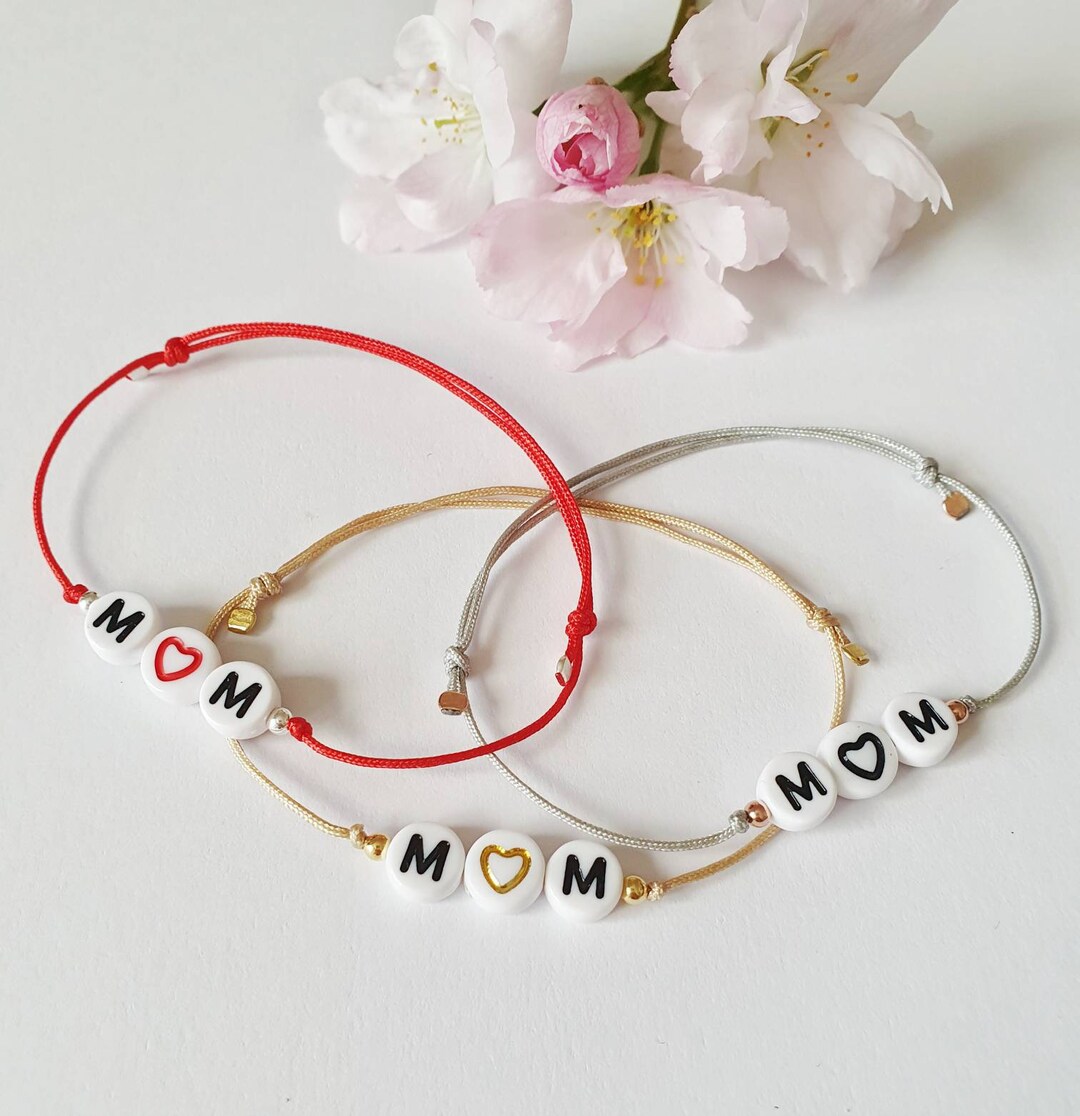 Friendship Bracelet MOM/ MUM With Letter Beads of Your Choice/ Heart ...