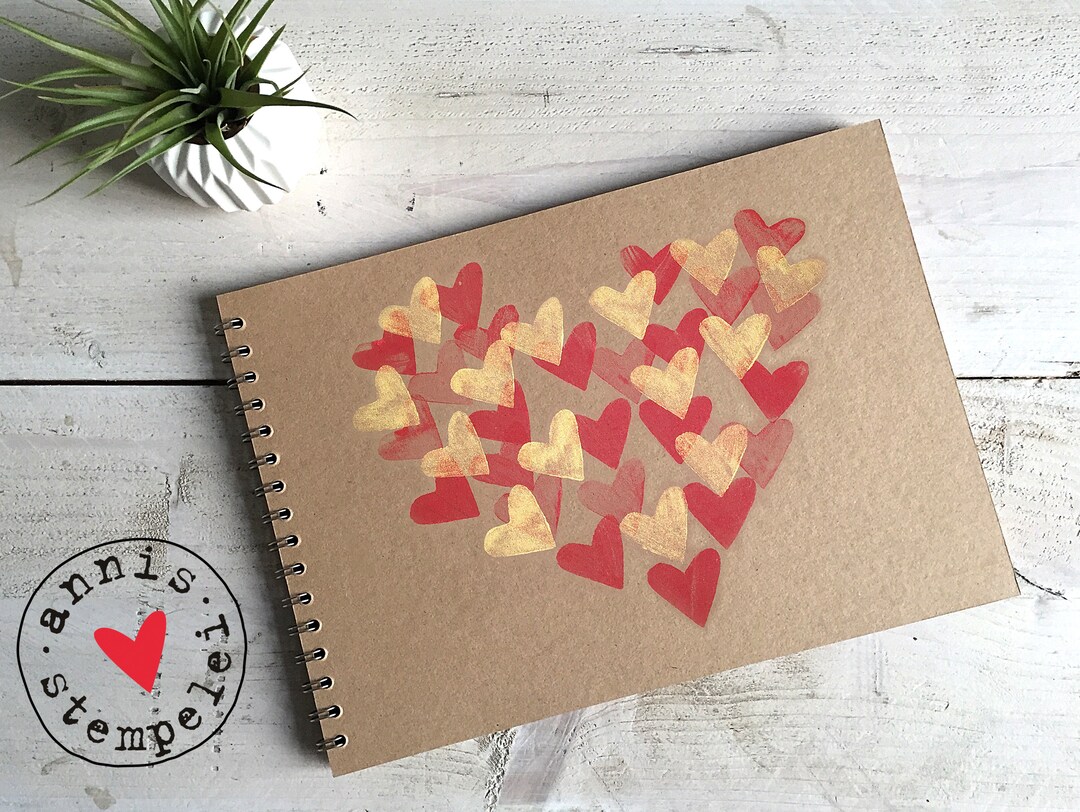 Photo Album Scrapbook A4 Hearts With Desired Text Fotoalbum