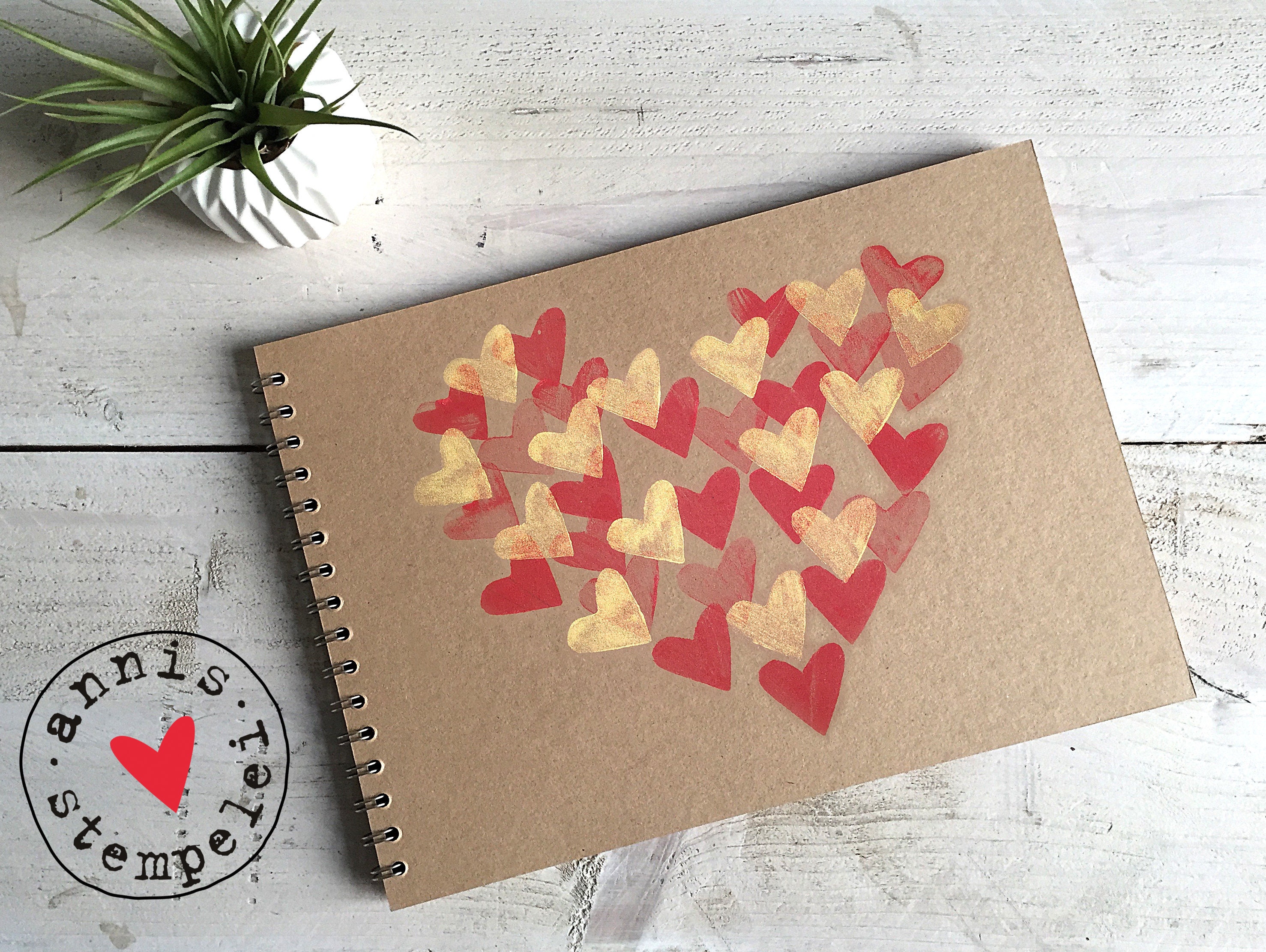 Photo Album Scrapbook A4 Hearts With Desired Text Fotoalbum
