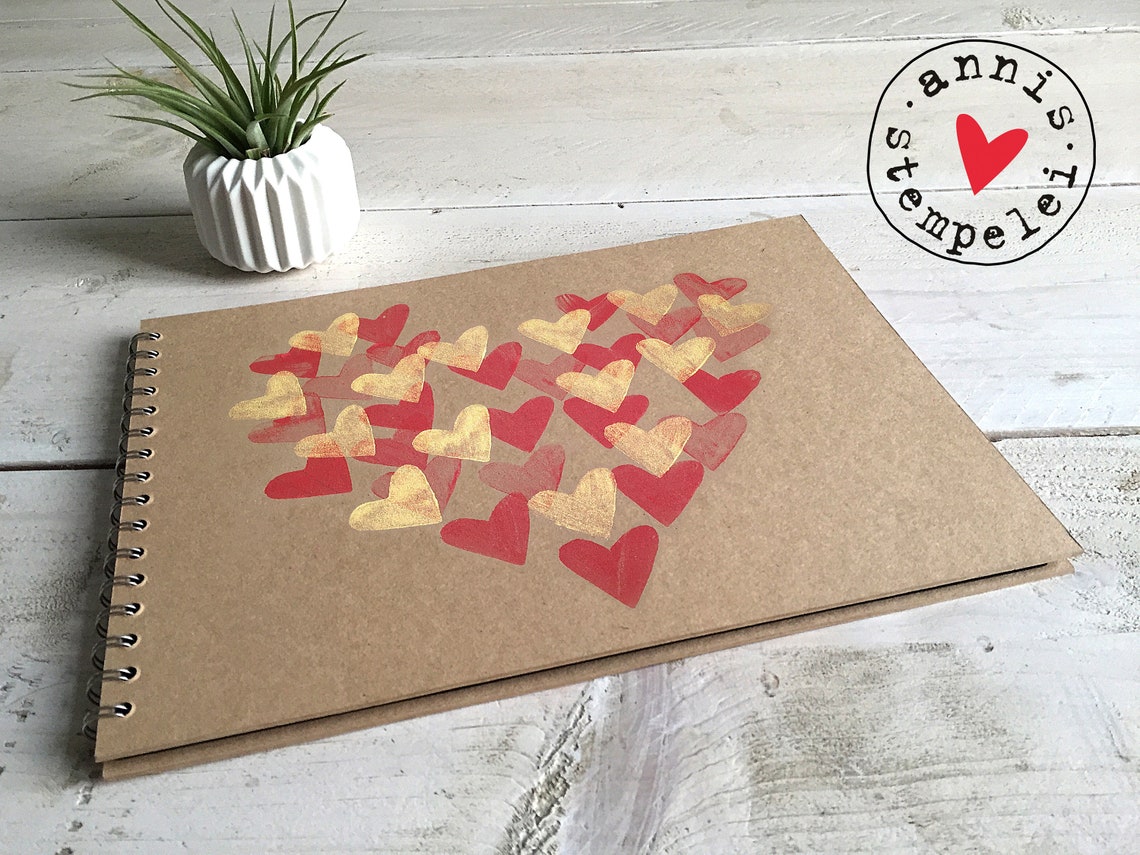 Photo Album Scrapbook A4 Hearts With Desired Text Fotoalbum