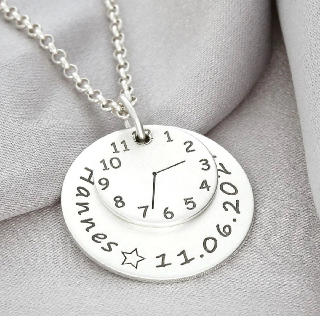 Birth Chain Time Chain Engraving Name Name Chain 925 Silver Baptism ...