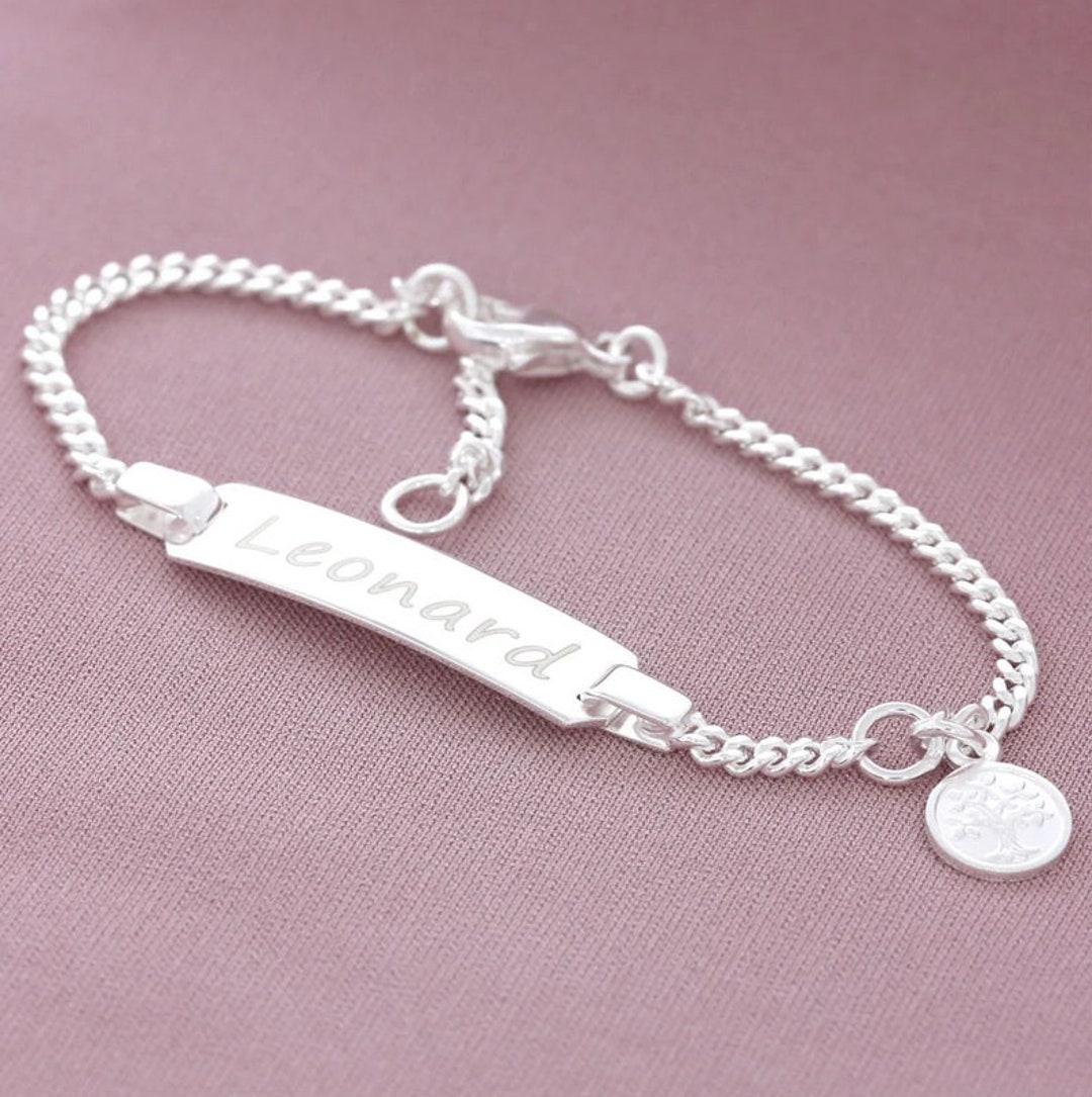 Christening Bracelet Girls Silver Bracelet Engraving Name Tree of Life ...