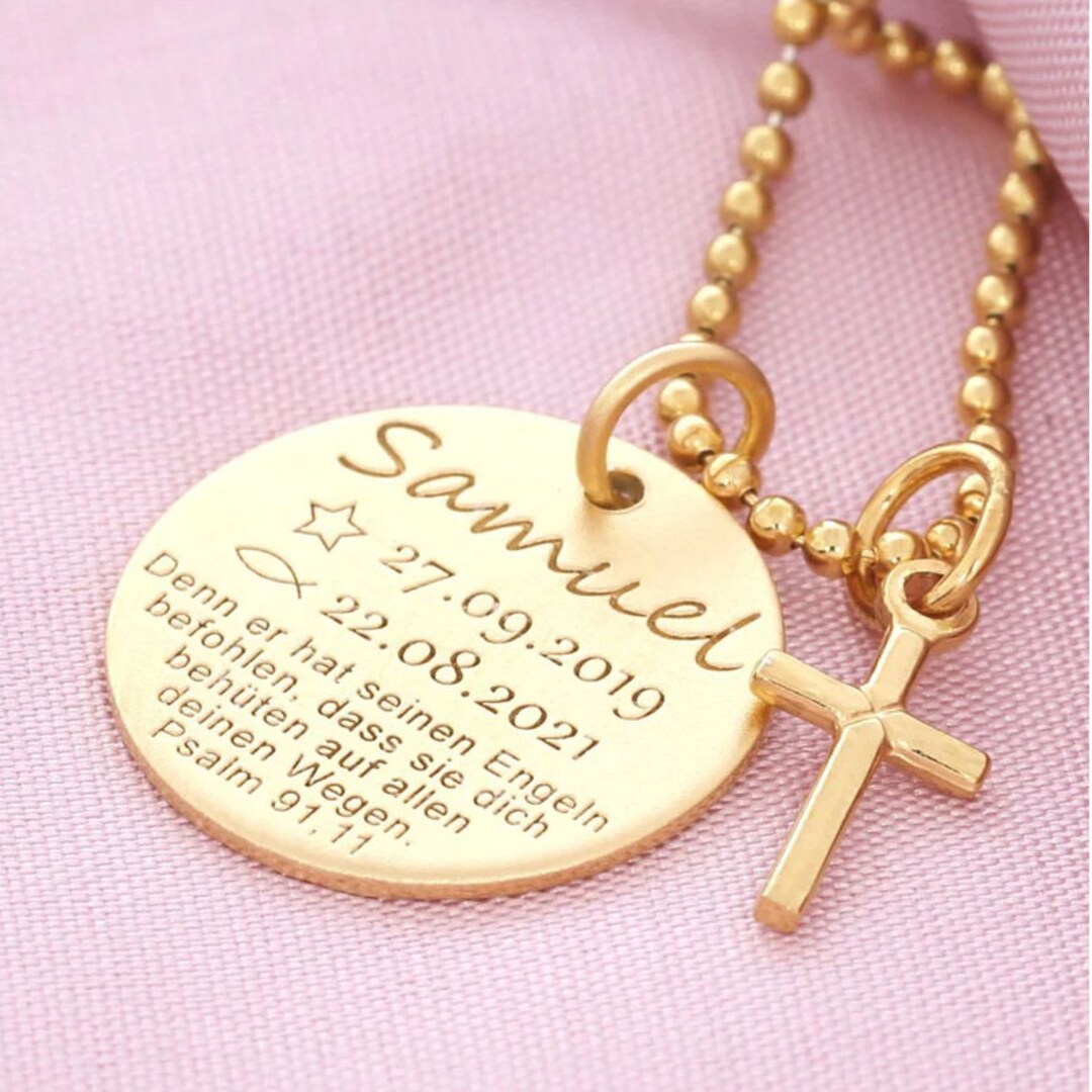 Baptismal Necklace With Cross Gold Baptism Jewelry Chain Cross Pendant ...