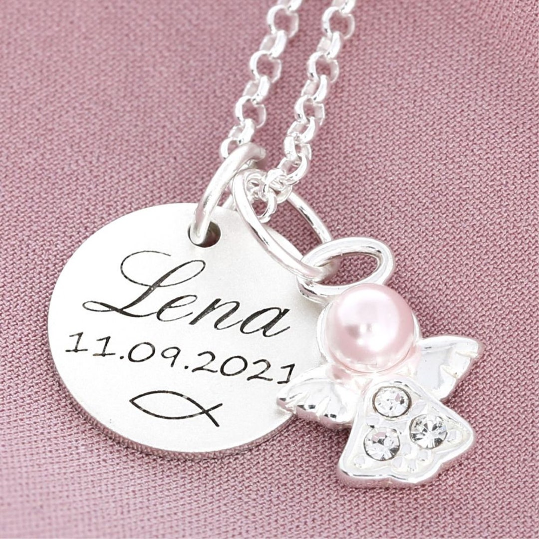 Baptism Necklace Engraving, Baptism Jewelery Girl Boy, Gift Communion ...