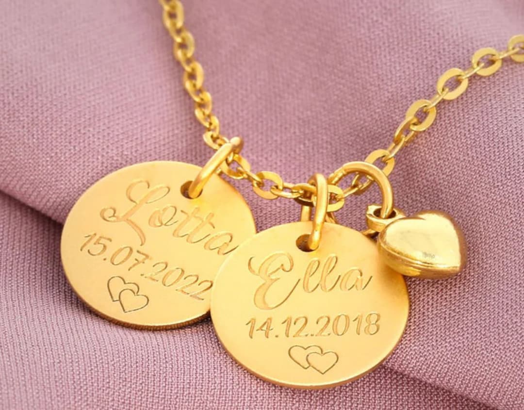 Silver Chain Matte Heart Gold Mother Child Chain Mother's Day Birthday ...