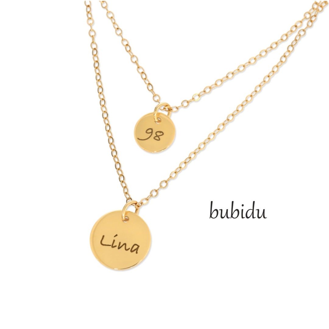 Chain Double Row Gold Plated Multi-row Chain Round Pendant Layered Look ...