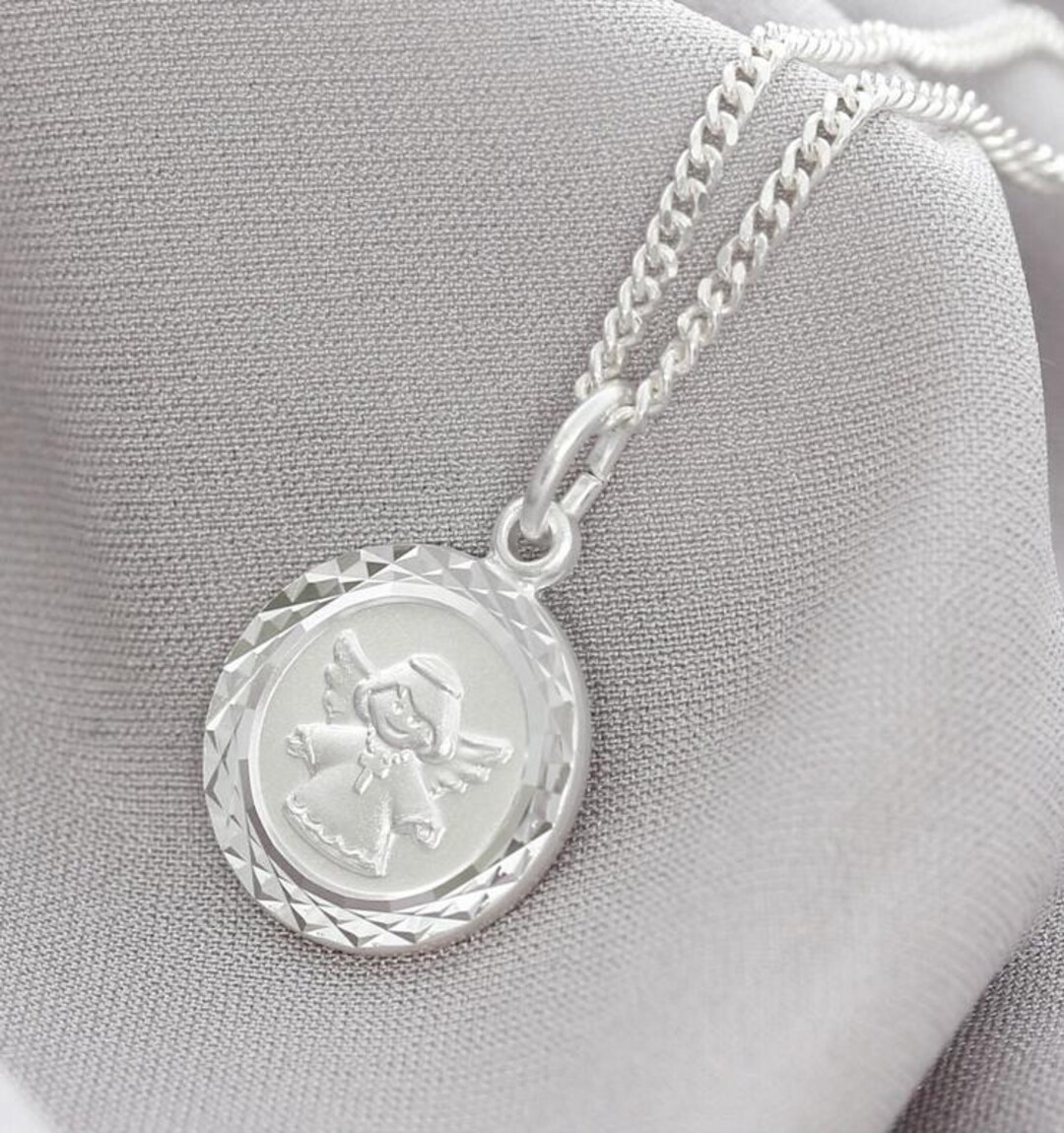 Guardian Angel Baptism Chain Engraving Children's Baptism Jewelry 925 ...