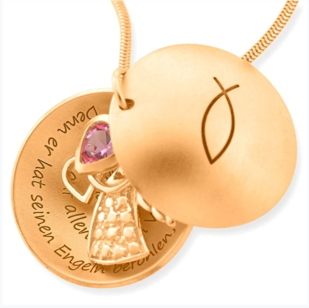 Ichtys Medallion 2.3 Cm Rosé Baptismal Fish Baptismal Jewelry Engraving ...