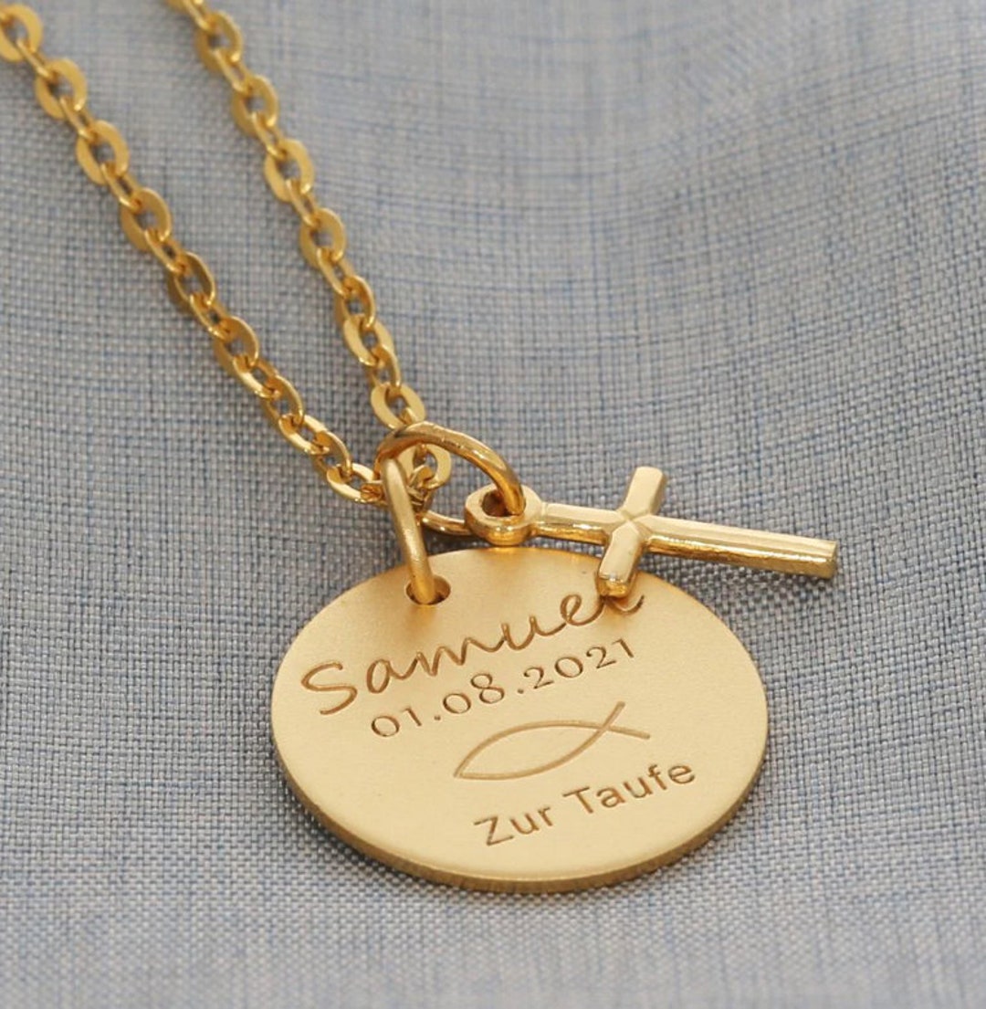 Name Chain Gold Christening Chain Engraving Gift Communion Jewelry 925 ...