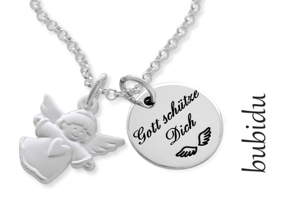 Baptism Chain Engraving Saying Name Angel Pendant 925 Sterling - Etsy UK