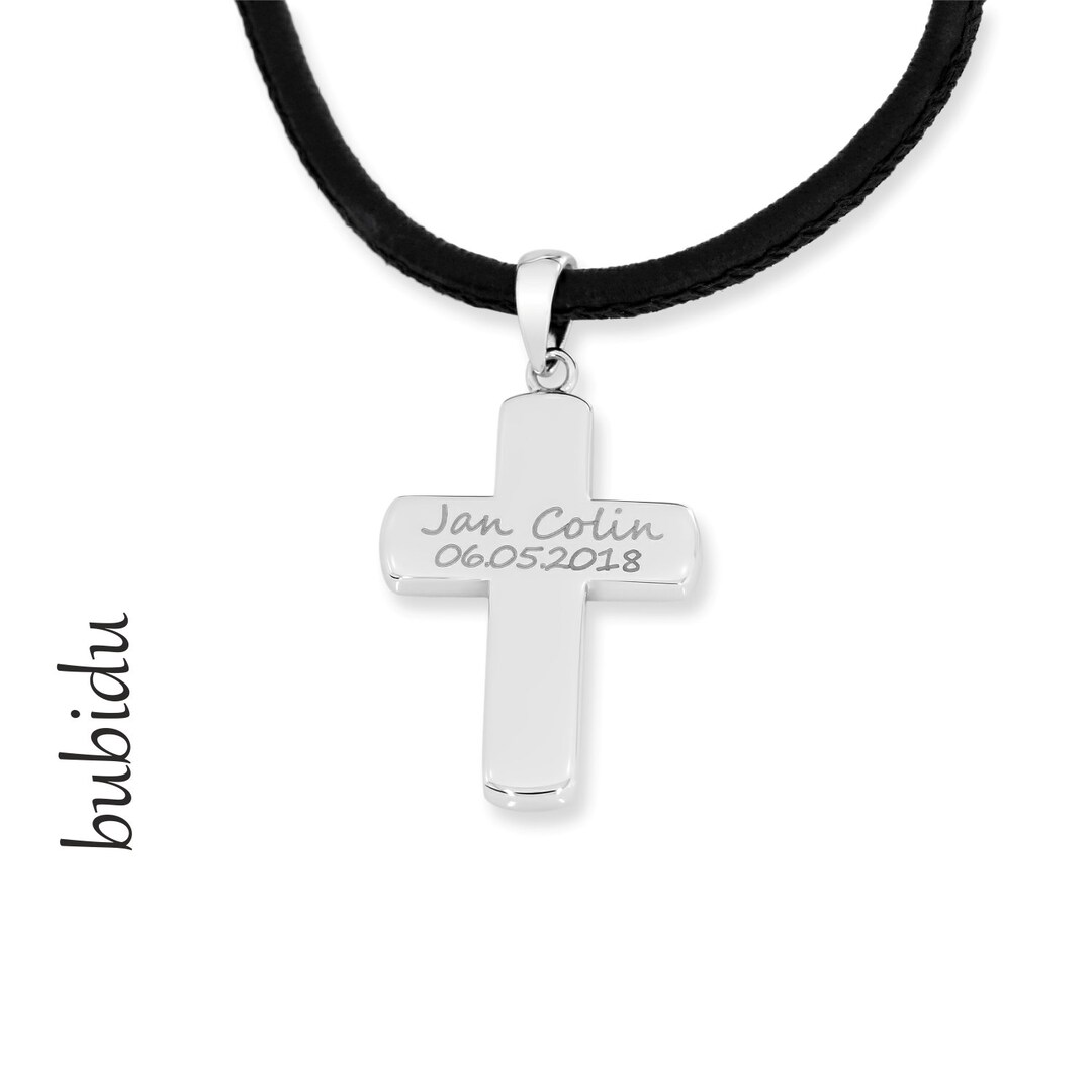 Cross 925 Sterling Silver Engraving Name Date Baptism Jewelry Communion ...