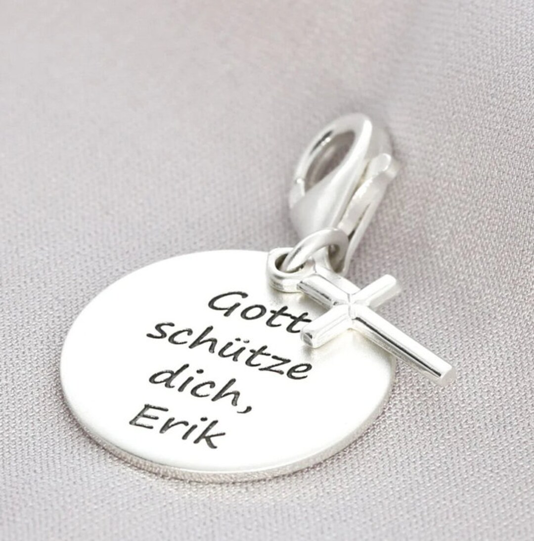 Silver Charm Engraving Baptism Pendant Baptism Pendant Cross Baptism ...