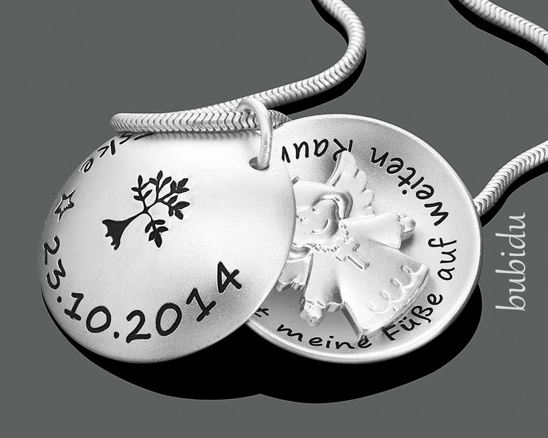 Medallion Chain Guardian Angel 925 Silver Baptism Chain Engraving Angel ...