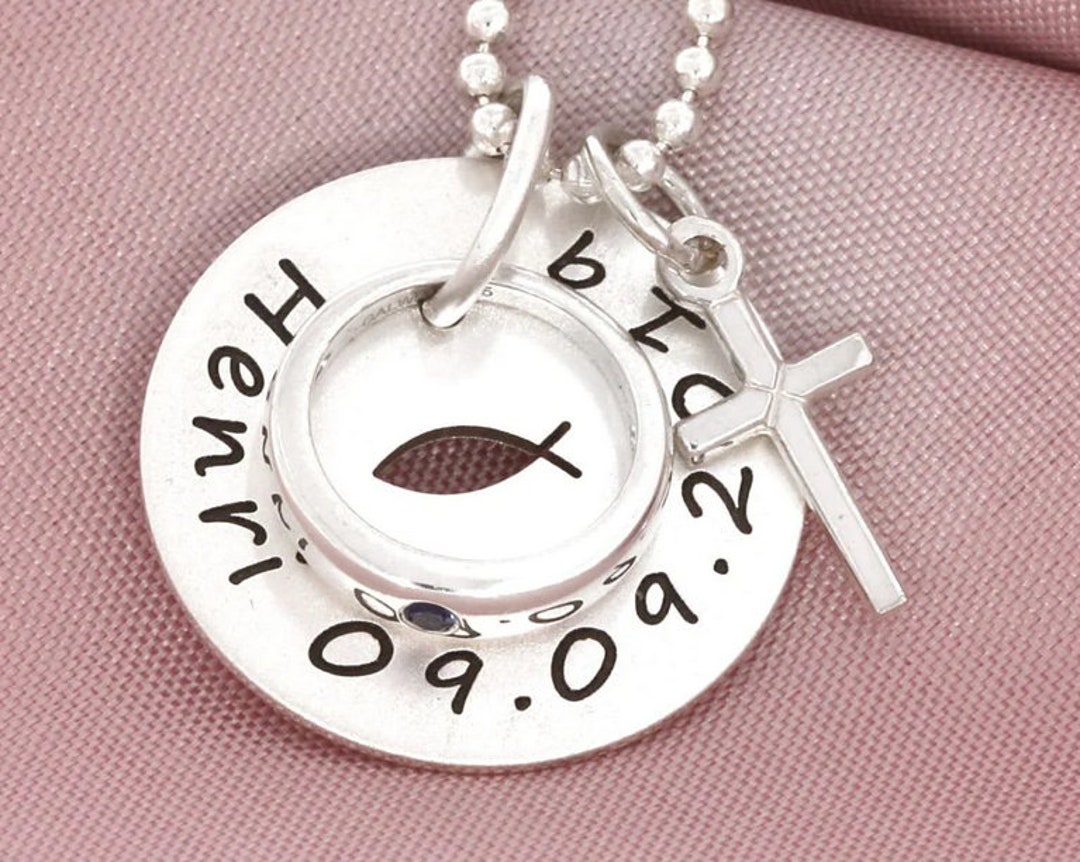 BAPTISM CHAIN Baptismal Ring Baptismal Jewelry Engraved Chain Baptism ...