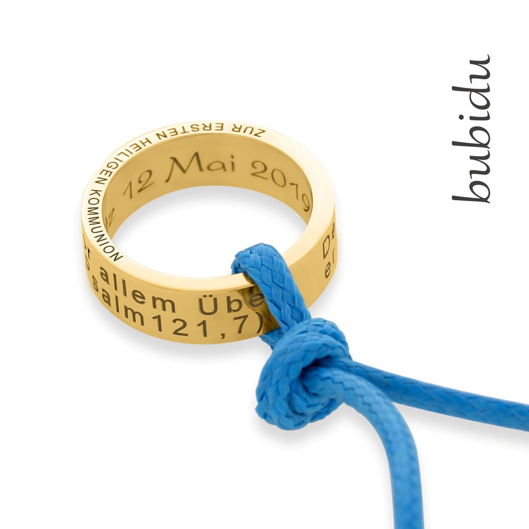 Baptism Ring Ring Gold Saying Psalm Engraving Cotton Chain Baptism ...