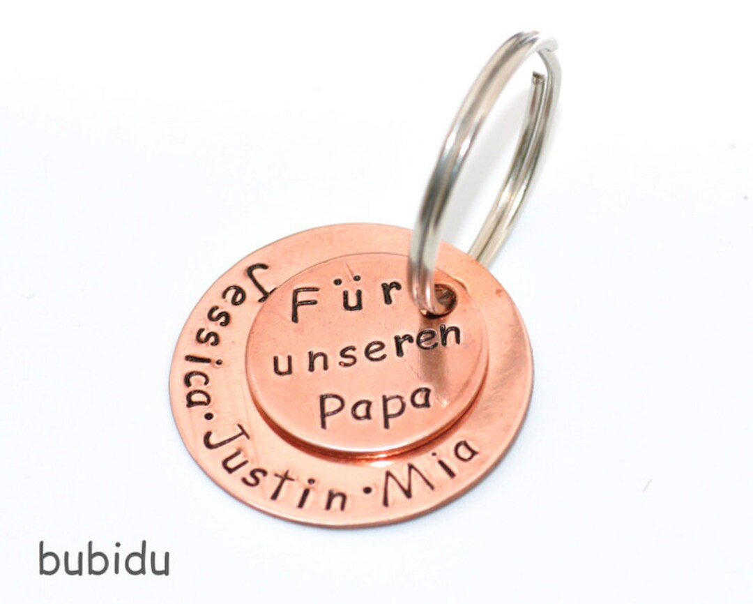Name Tag for Daddy With Names of Children Keychain Engraving Copper ...